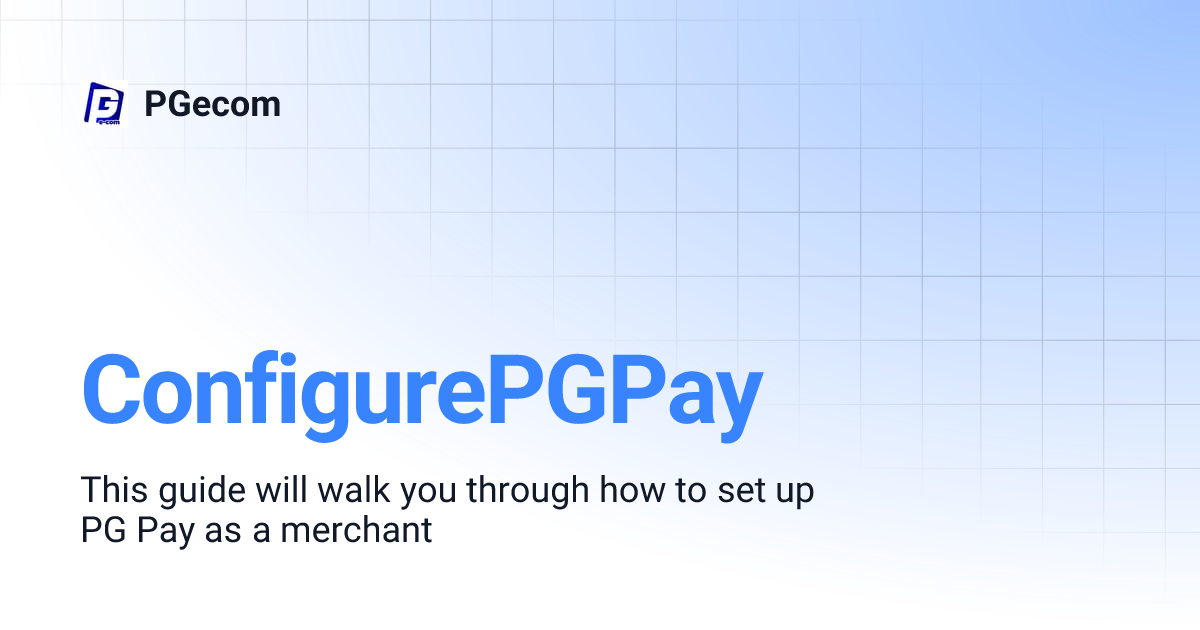 ConfigurePGPay | PGecom