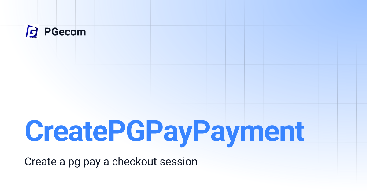 CreatePGPayPayment | PGecom